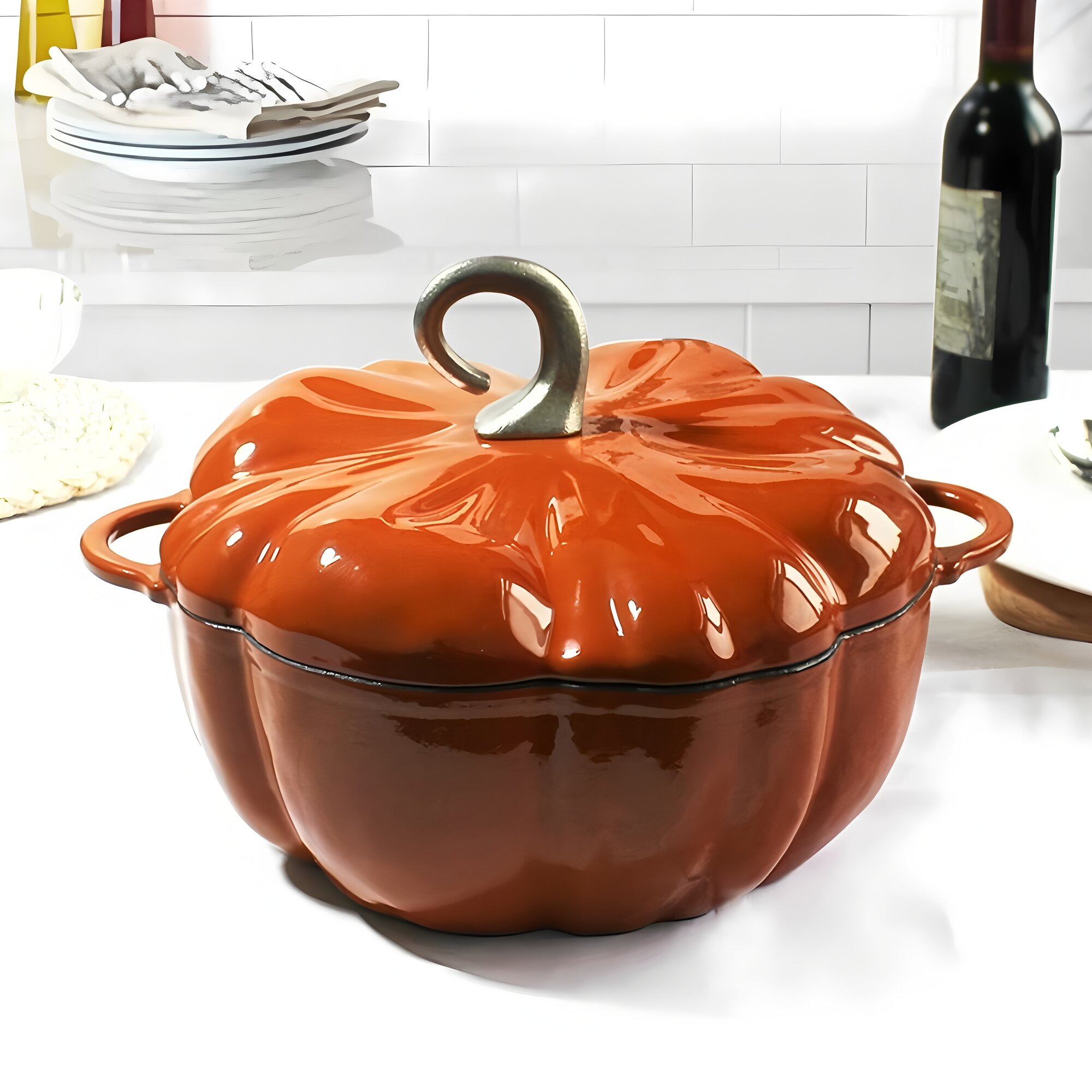 Эмалированная кастрюля "Тыква", с антипригарным покрытием, желтая,1.85 л