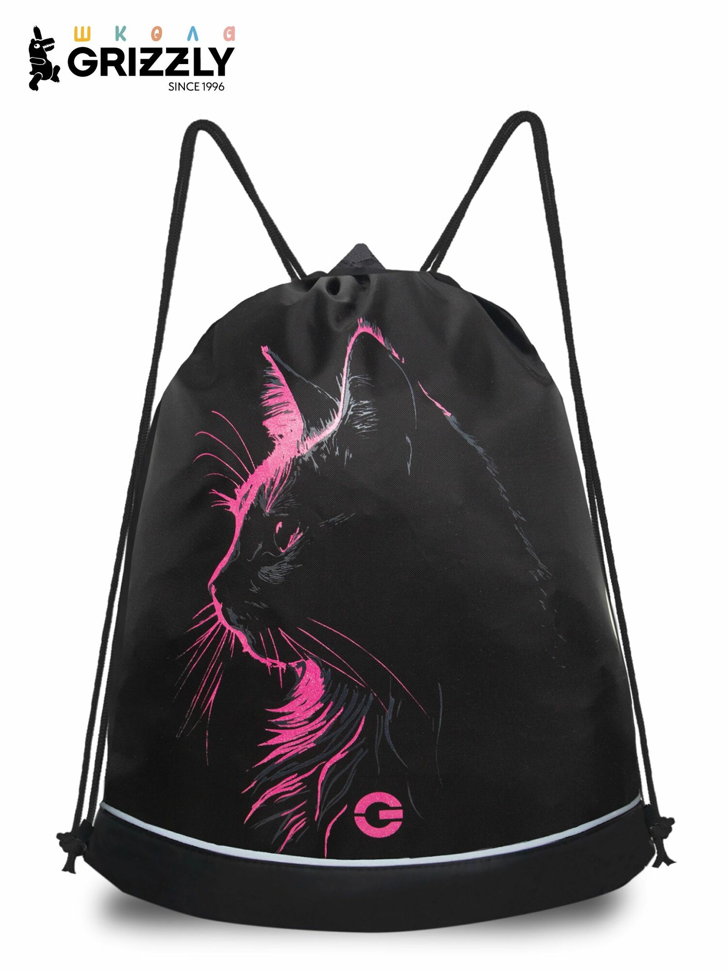 Мешок для обуви GRIZZLY с одним отделением, с боковым карманом, укрепленным дном, для школы, для девочки OM-50-113/1