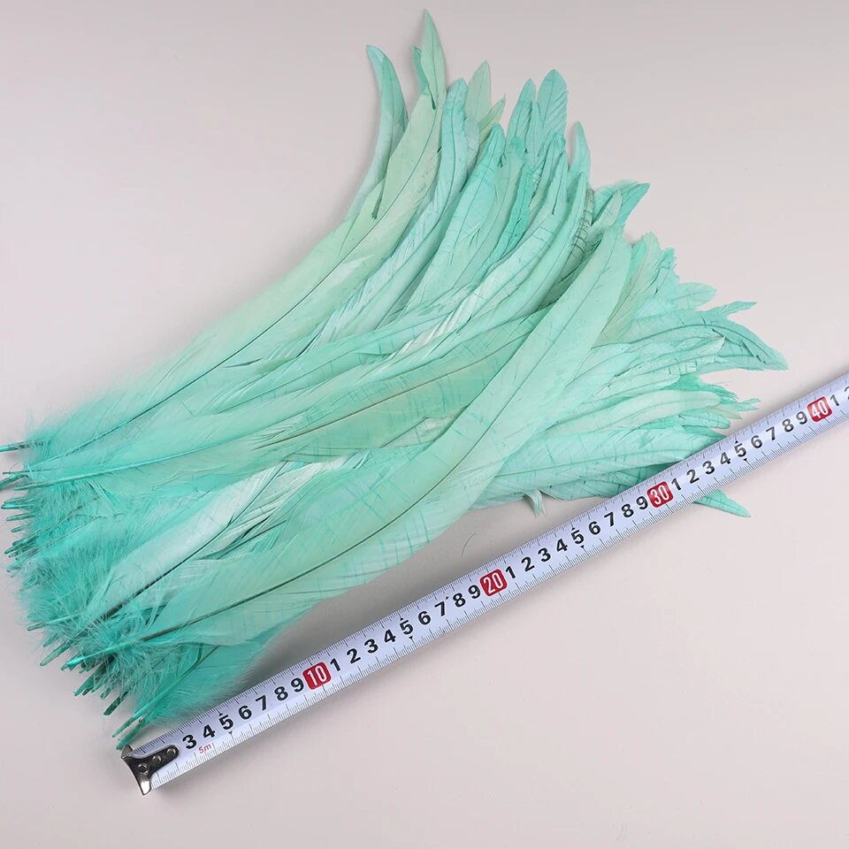 Натуральные перья петуха 50 шт. 35-40cm 100pcs, mint green