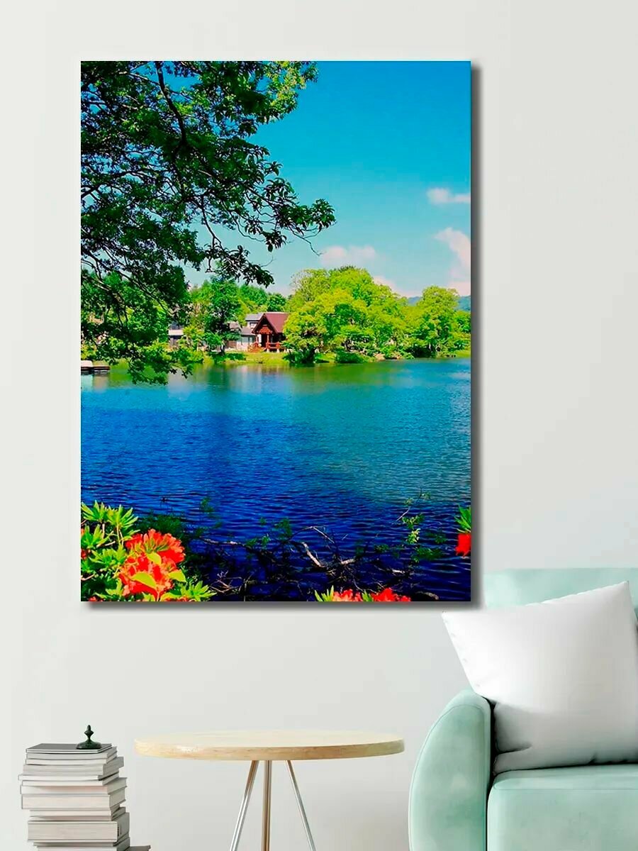 Картина "Вид на озеро", интерьерная 30х40см 1шт.