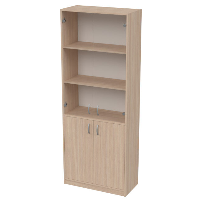 Шкаф Меб-фф Офисный шкаф ШБ-3+А-5 прозр. цвет Дуб Молочный 77/37/200