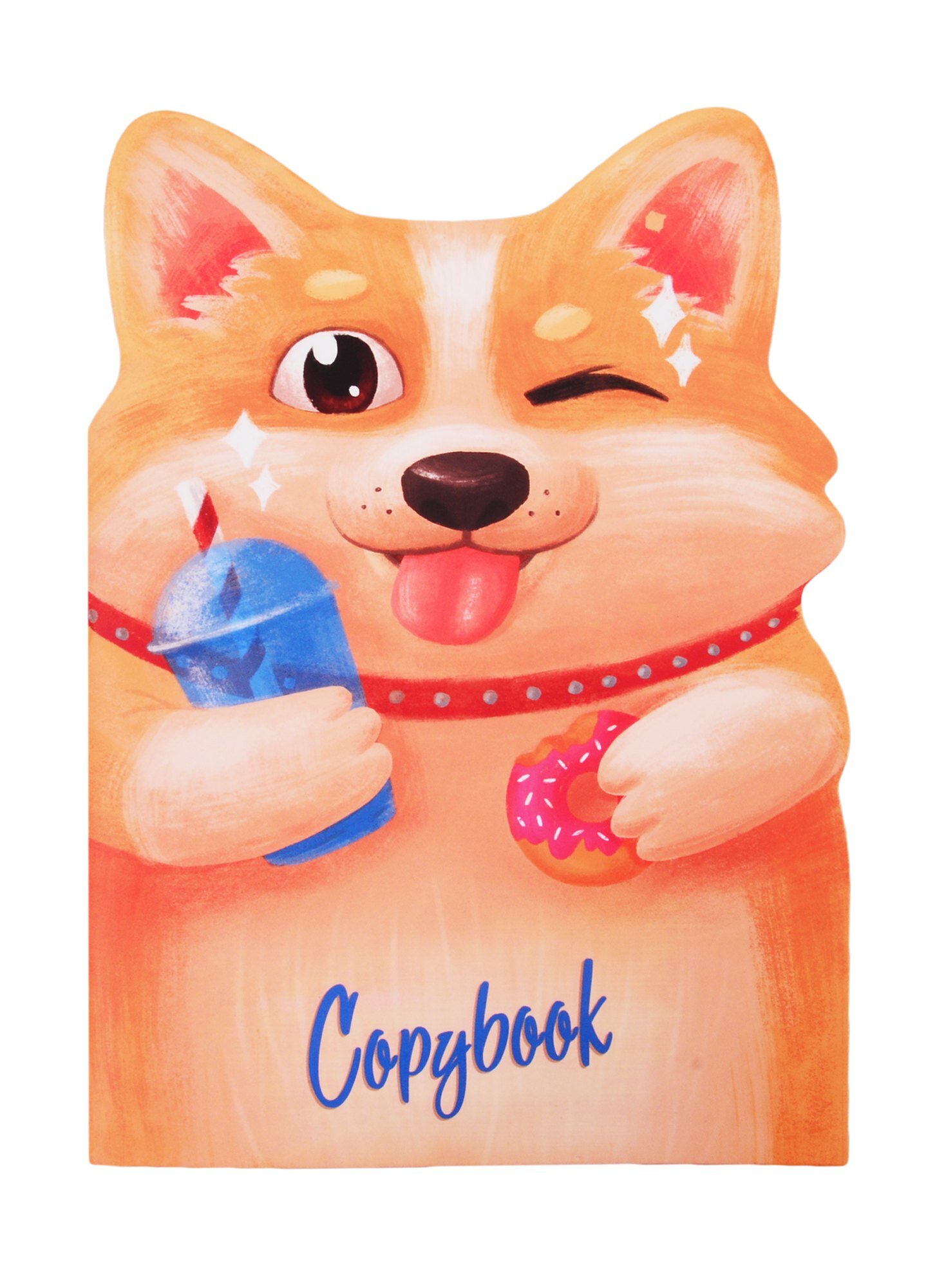 Книга для записей А5+ 40л тчк. "Корги С пончиком" мягк. переплёт, фигурн. вырубка, мат. ламинация