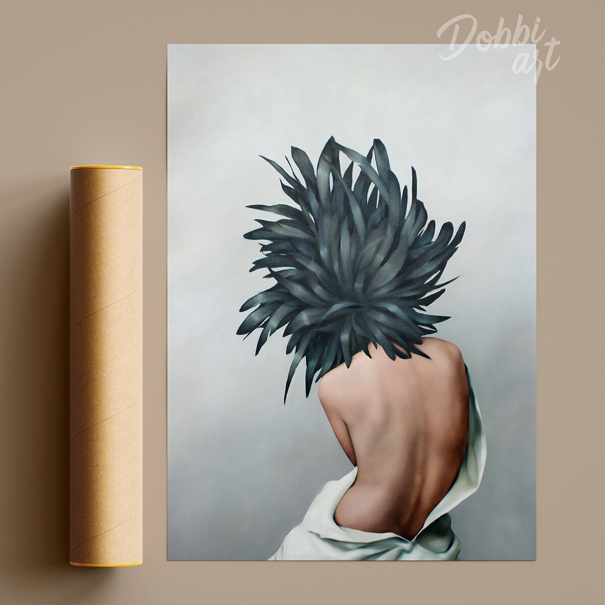 Постер Девушка с крыльями 50х70 см без рамы/ Серый постер/ Стильный плакат постер/ Минималистичный постер плакат/ Эстетичный постер/ Ангел/ Постер для интерьера/ Декор стен дома офиса/ Плакат для интерьера