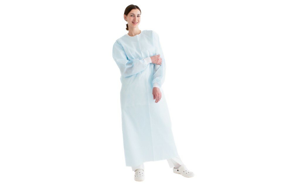 Халат гекса хир/нестер пл25 140см р 52-54 (голубой/манжета)