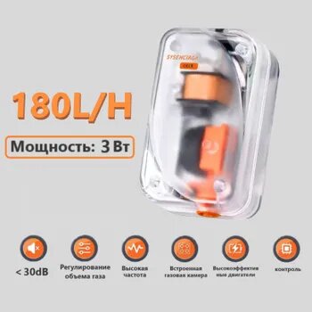 Аквариумный бесшумный компрессорOELX 13 Вт 1680 л/ч, Прозрачный корпус в стиле киберпанк, сверхбесшумная (<30 дБ) регулировка частотного преобразователя