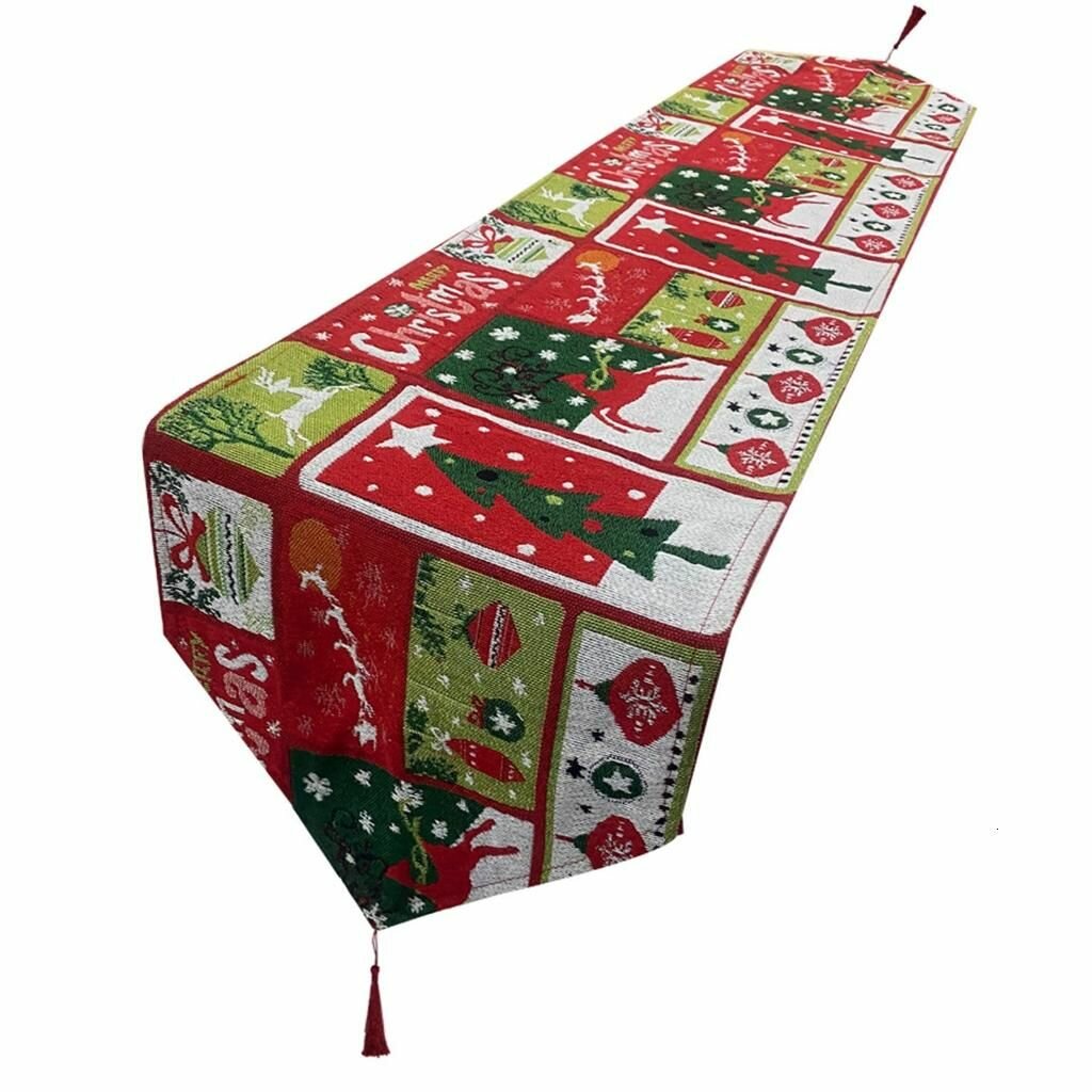 Скатерть со снежинками для рождественских вечеринок 33x180 см, - Новый подсолнечный Христос