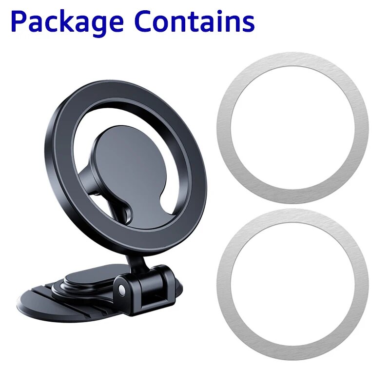 Универсальный металлический магнитный держатель для телефона в автомобиль, сильный магнит, складное крепление на приборную панель для MagSafe iPhone 15, 14, 13 серии