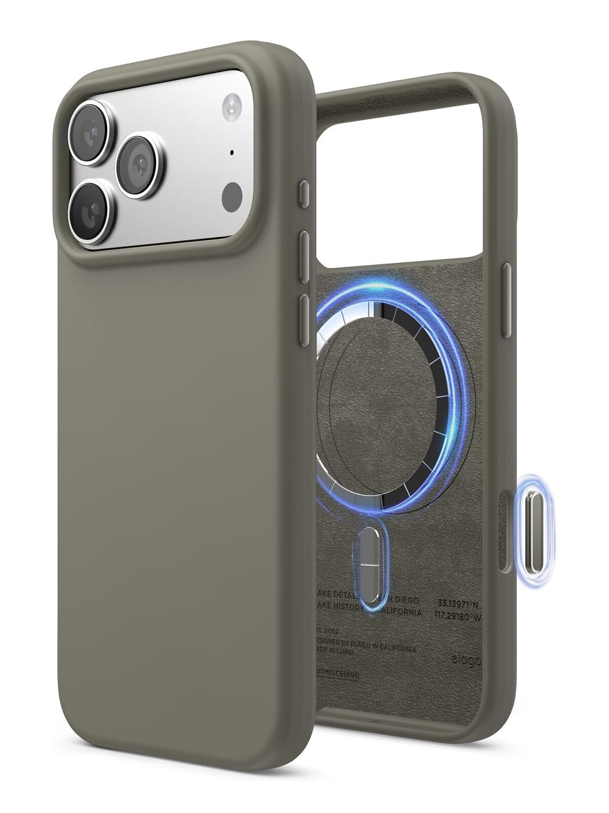 Elago силиконовый чехол для iPhone 17 Pro Max, Magnetic Silicone Medium Gray (MagSafe)