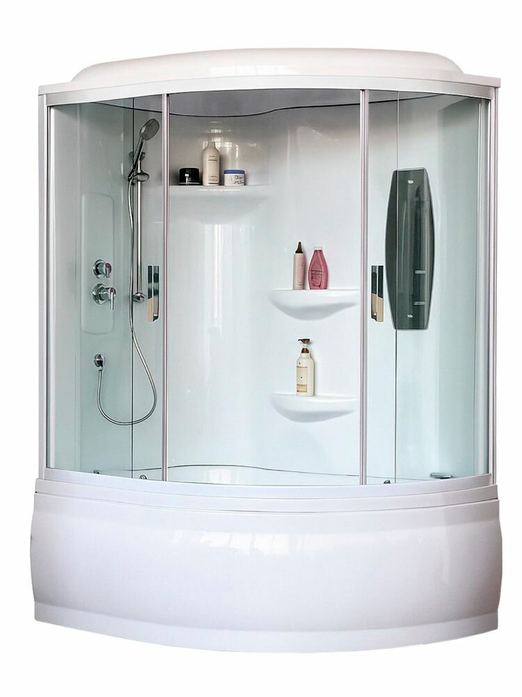 Душевая кабина Royal Bath Alpine 170х100х225 стекло прозрачное 6 мм, левосторонняя, без гидромассажа, профиль белый