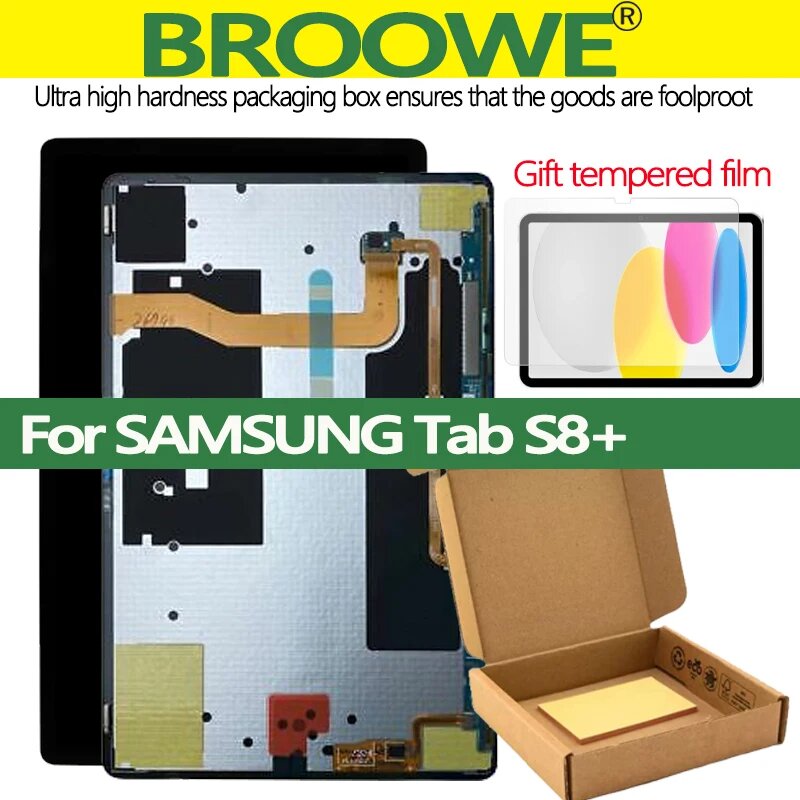 12,4-дюймовый Super AMOLED, 120 Гц для Samsung Tab S8 + X800 X806, дигитайзер сенсорного экрана для Tab S8 Plus SM-X800 SM-X806 ЖК-дисплей