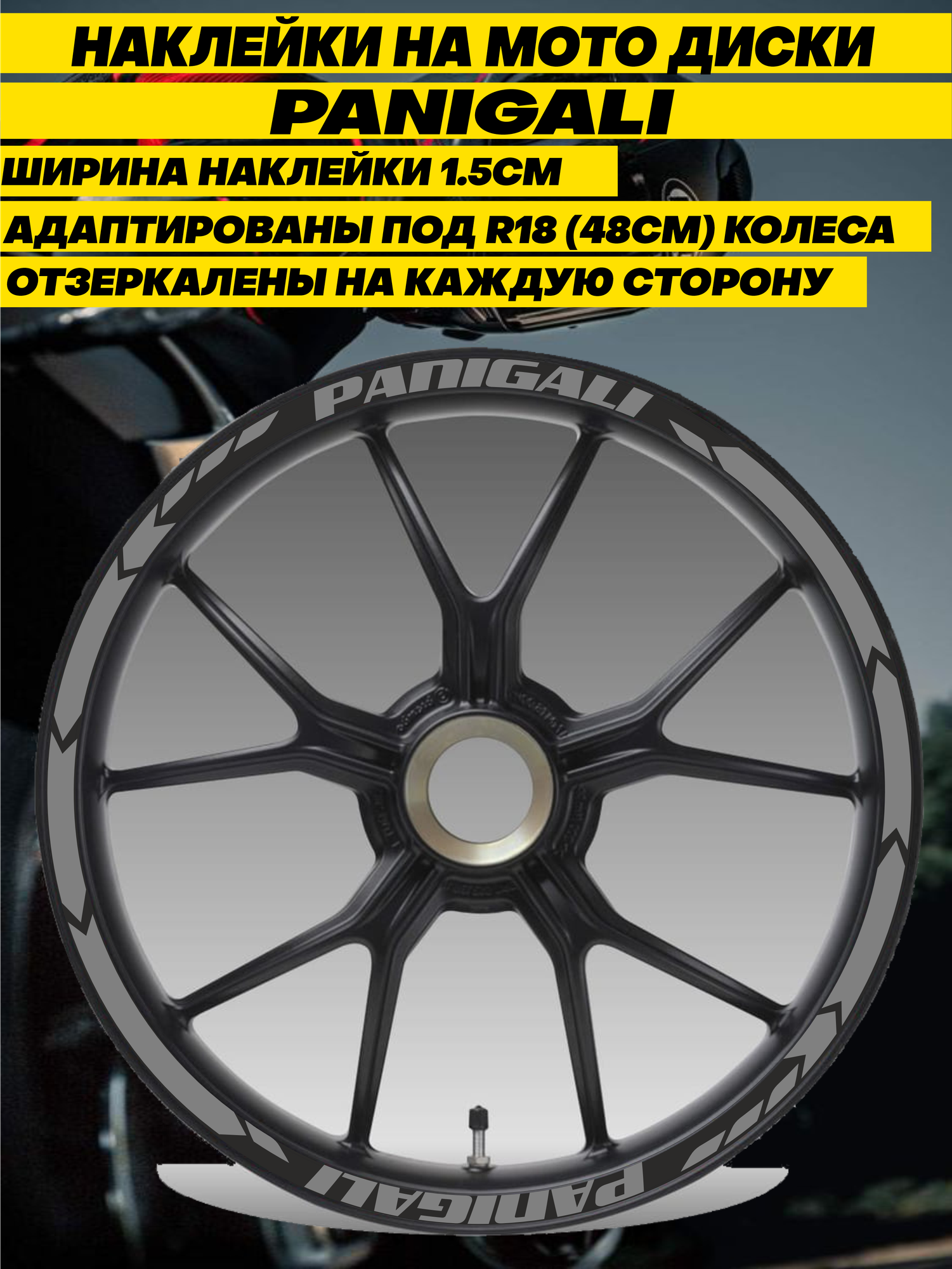 Наклейки на диски колеса мотоцикла PANIGALI R18