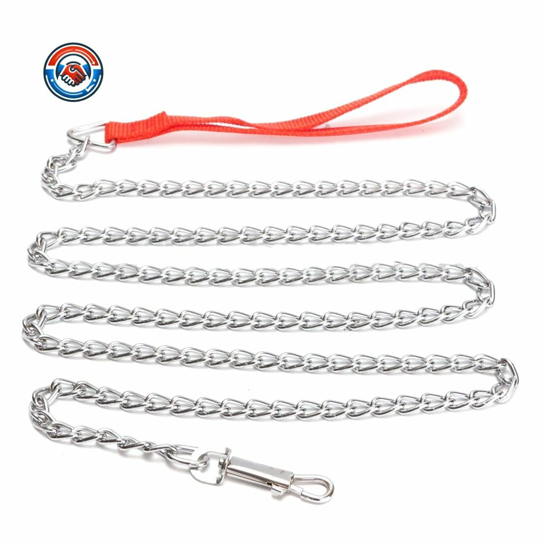Сверхмощная металлическая цепь для выгула собак, 1,6 м, красная ручка, надежная фурнитура для ошейников и поводков, универсальный зажим 6 см, прочная нейлоновая стропа для дрессировки и прогулок