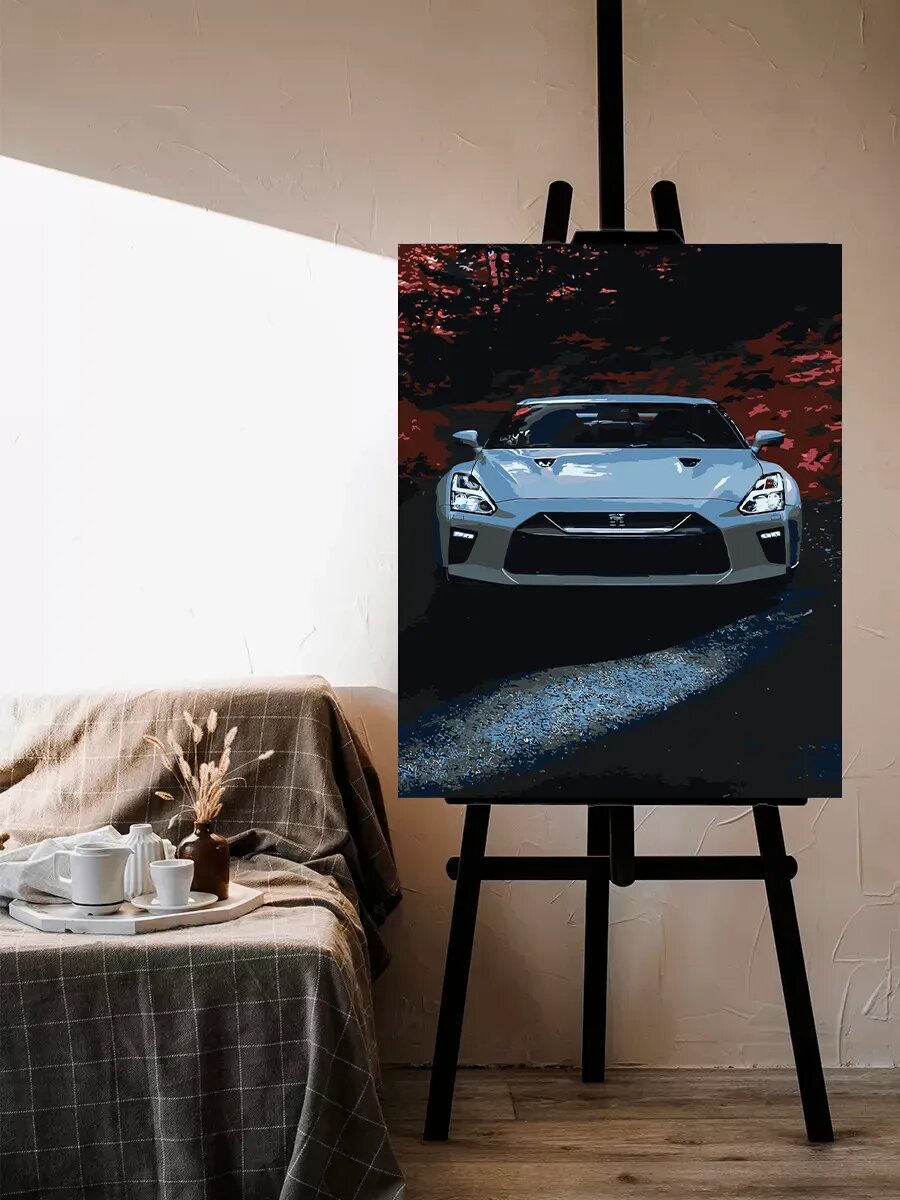 Картина по номерам Nissan GT-R Спорткар Машина Осень