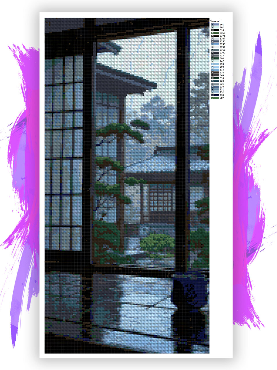 Алмазная мозаика без подрамника - вышивка Дождливая погода 30 х 60 см