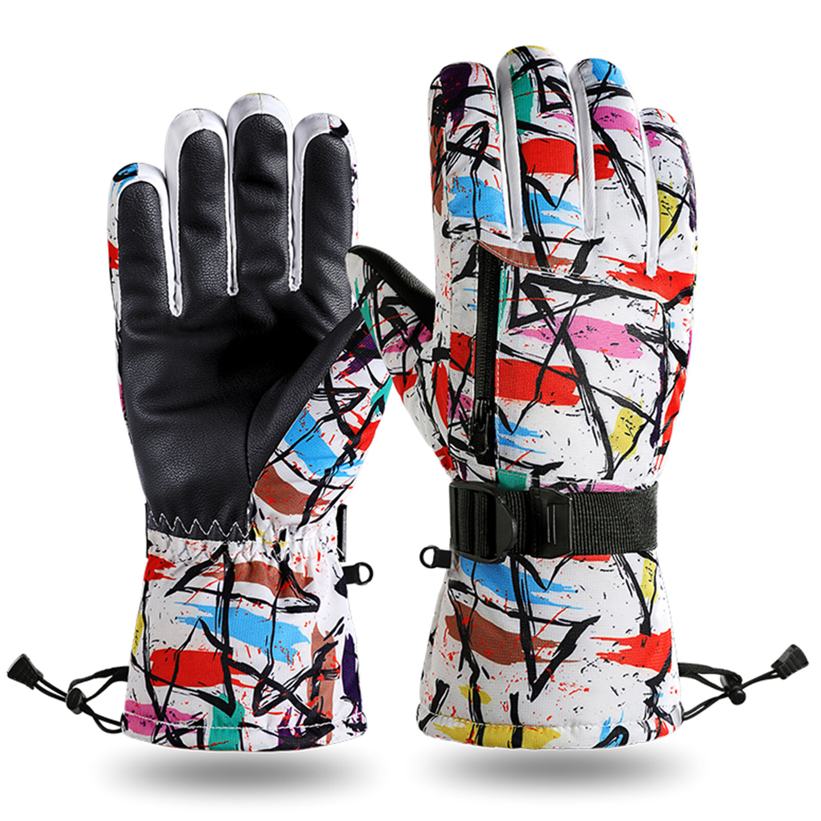 Перчатки для лыж и сноубординга зимние женские мужские водонепроницаемые с тачскрином и шнурком для занятий спортом на открытом воздухе, цвет: 1/2/3/4/5 (выбор), размер: M/L/XL (выбор), материал: Полиэстер + Бархат + Пластик + Нейлон, вес: около 181-205
