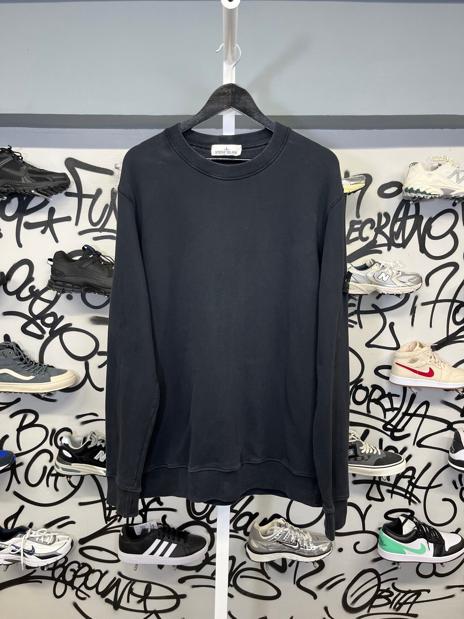 Свитшот Stone Island Черный XXL, Патч, Мужской, Свободный, Хлопок
