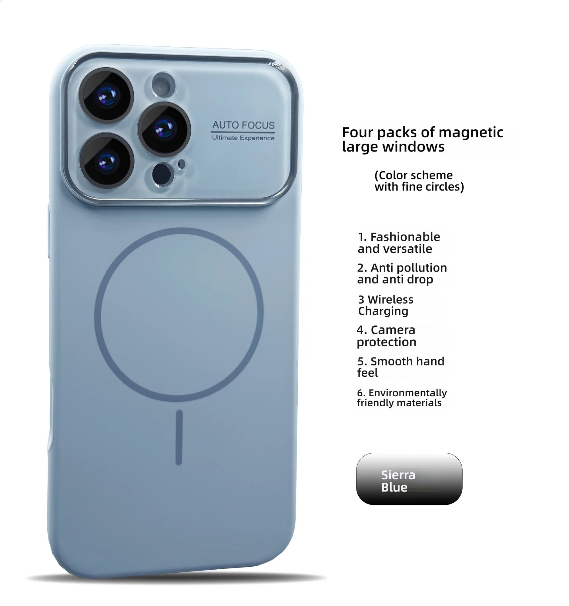Чехол для телефона Magsafe с большим окном для iPhone 16, 15, 14, 17 Pro Max, айфон 14, Синий, Blue