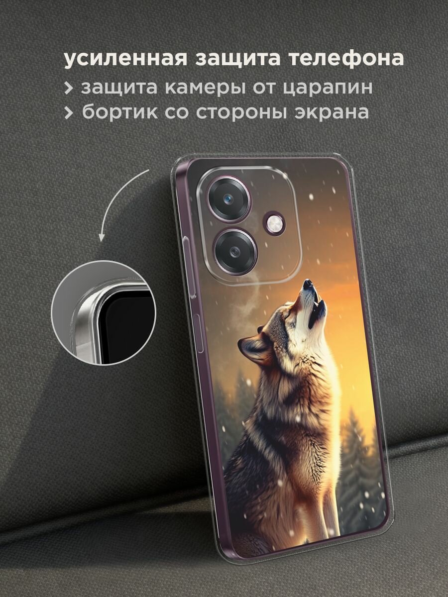 Силиконовый чехол на Oppo A3/A3x / Оппо А3/A3x с принтом "Воющий волк" — фото 1