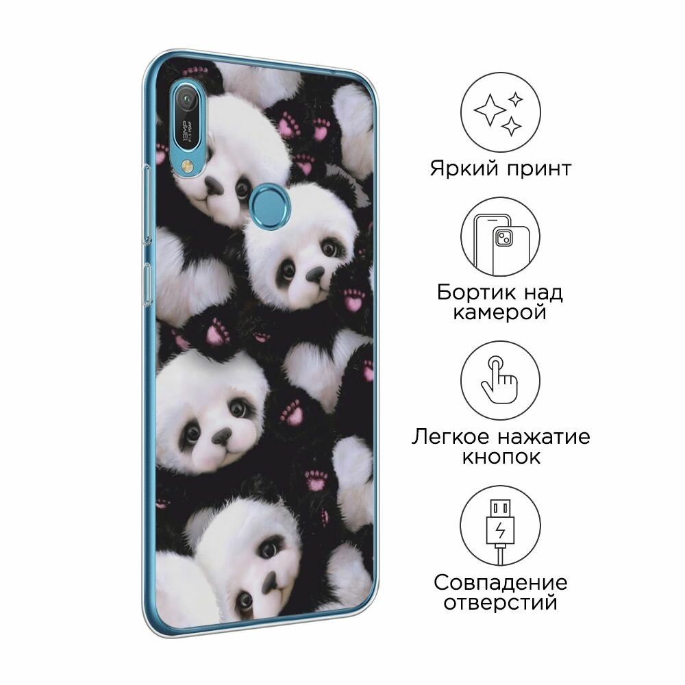 Чехол на Honor 8A/8A Pro/Huawei Y6s/Y6 2019 / Хонор 8А с принтом "Море панд" — фото 1