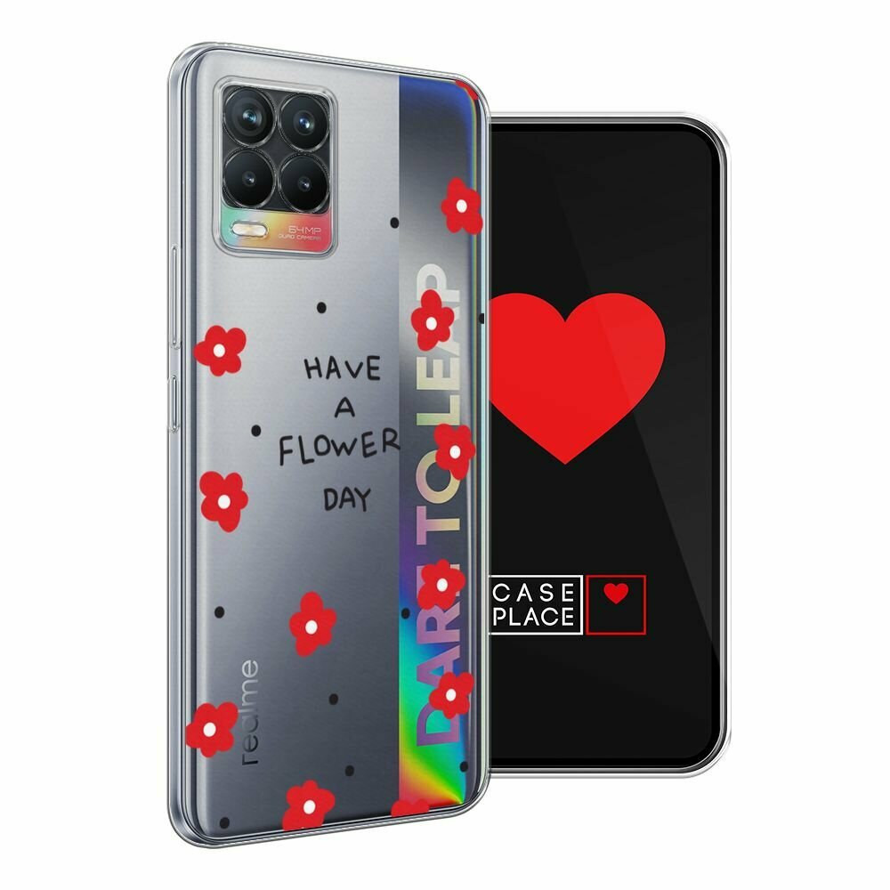Чехол на Realme 8/8 Pro / Реалми 8/8 Про с принтом "Have a flower day 2", прозрачный — фото 1