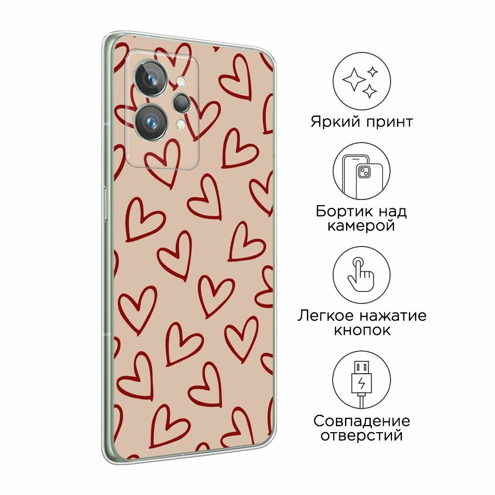 Чехол на Realme GT 2 Pro / Реалми GT 2 Про с принтом "Little hearts doodles 1 - 14 февраля" — фото 1