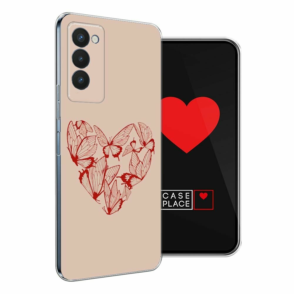 Чехол на Tecno Camon 18P / Техно Камон 18Р с принтом "Сердце из бабочек - 14 февраля" — фото 1