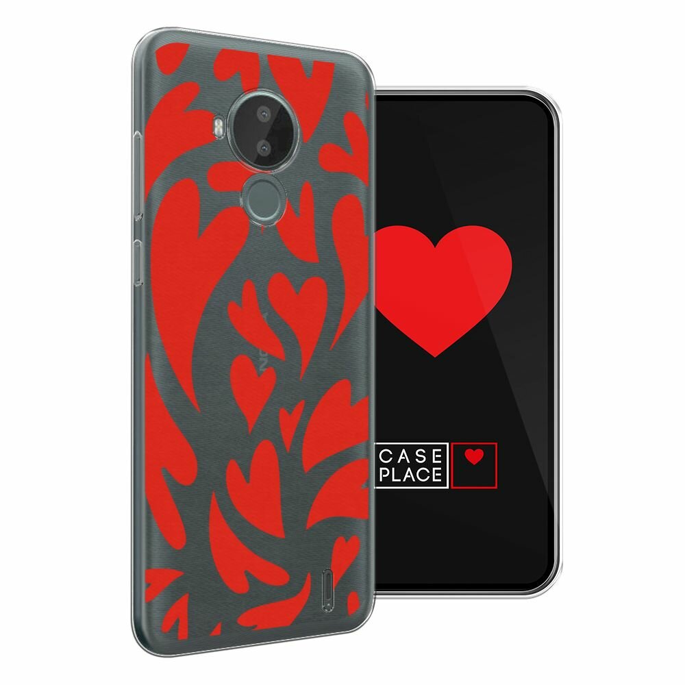 Чехол на Nokia C30 / Нокия C30 с принтом "Crazy hearts 2 - 14 февраля", прозрачный — фото 1