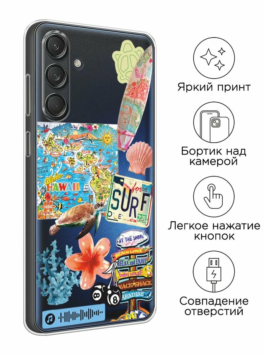 Чехол на Samsung Galaxy M55 / Самсунг M55 с принтом "Summer collage", прозрачный — фото 1