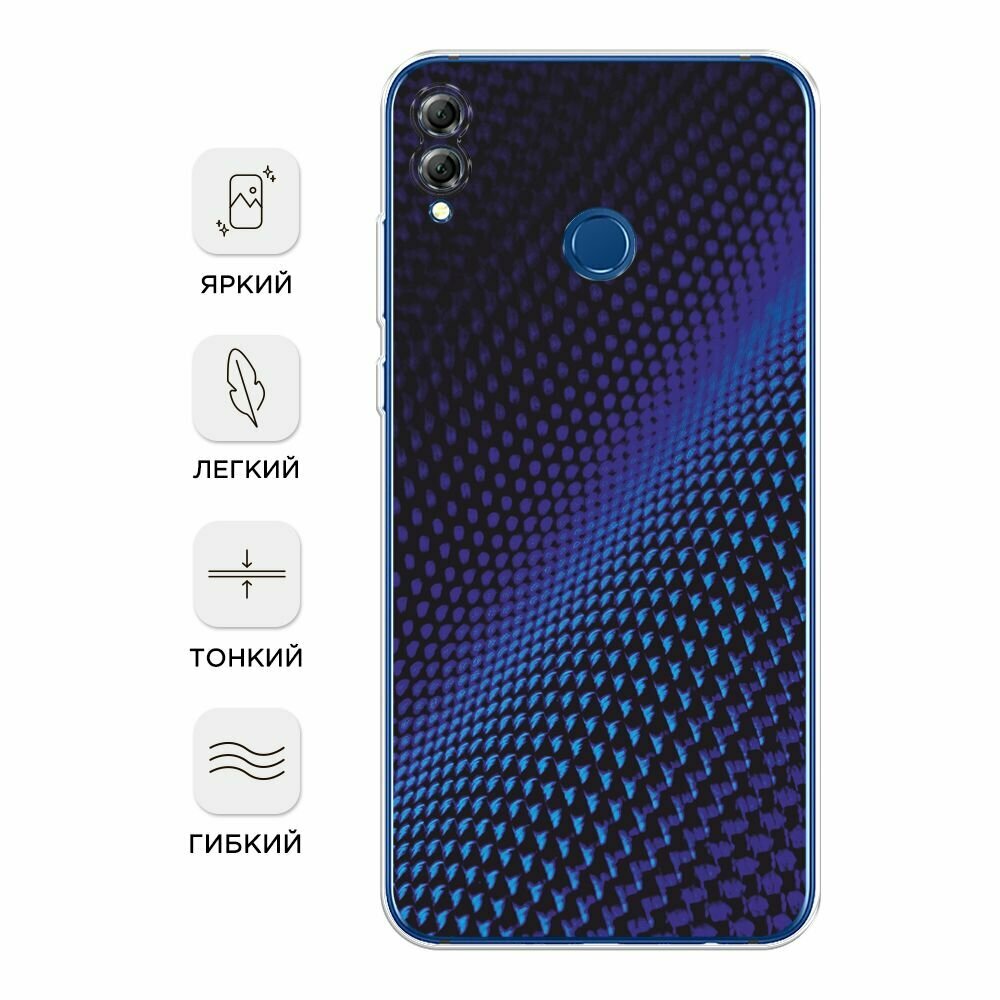Силиконовый чехол на Honor 8X / Хонор 8Х с принтом "Синий карбон" — фото 1