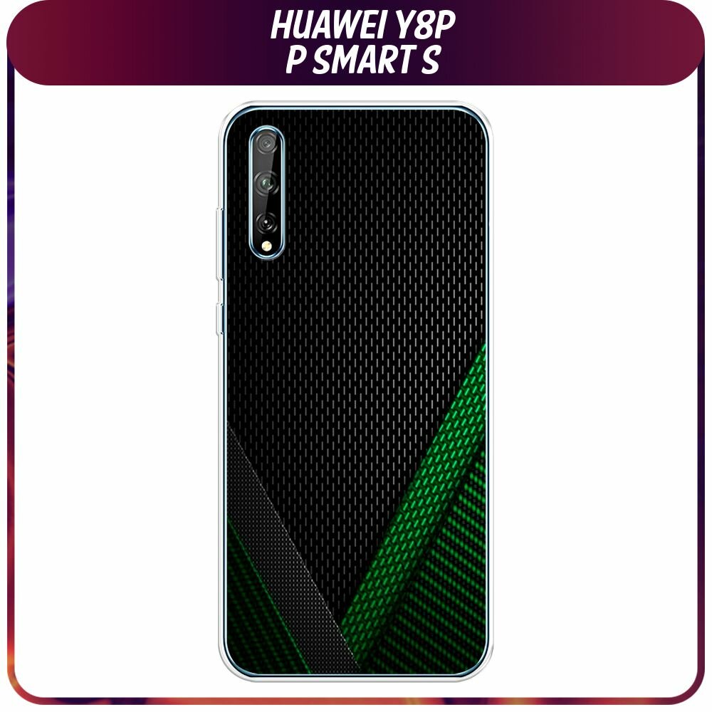 Чехол на Huawei Y8p/P Smart S / Хуавей Y8p/P Smart S с принтом "Зеленый карбон"