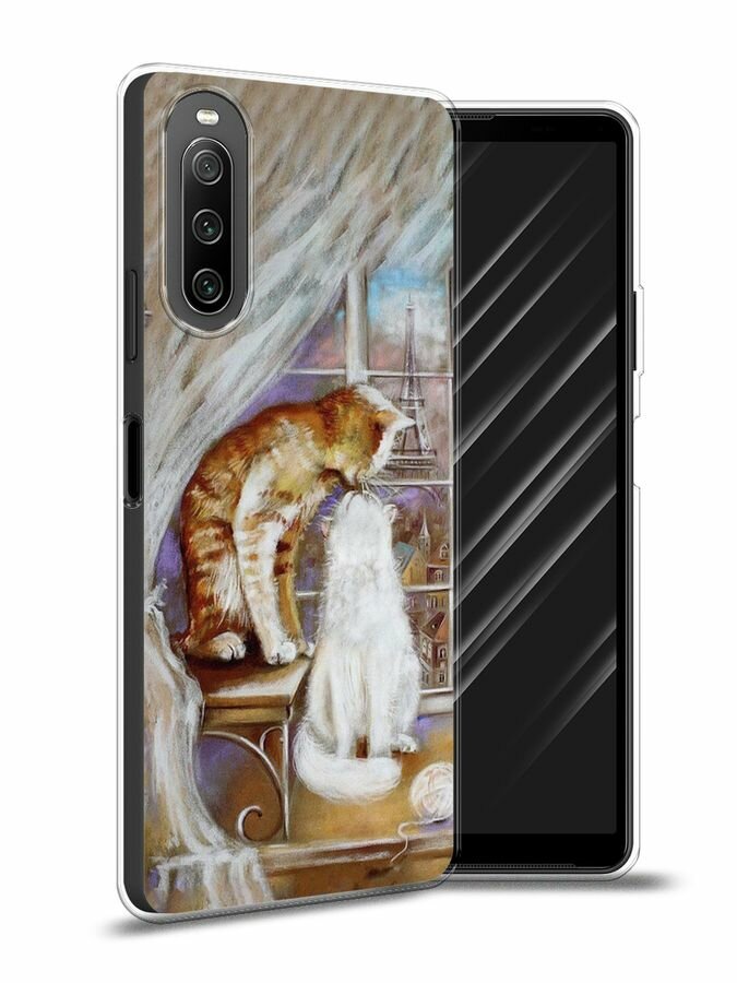 Чехол на Sony Xperia 10 IV / Сони Иксперия 10 IV с принтом "Влюбленные котики 1"