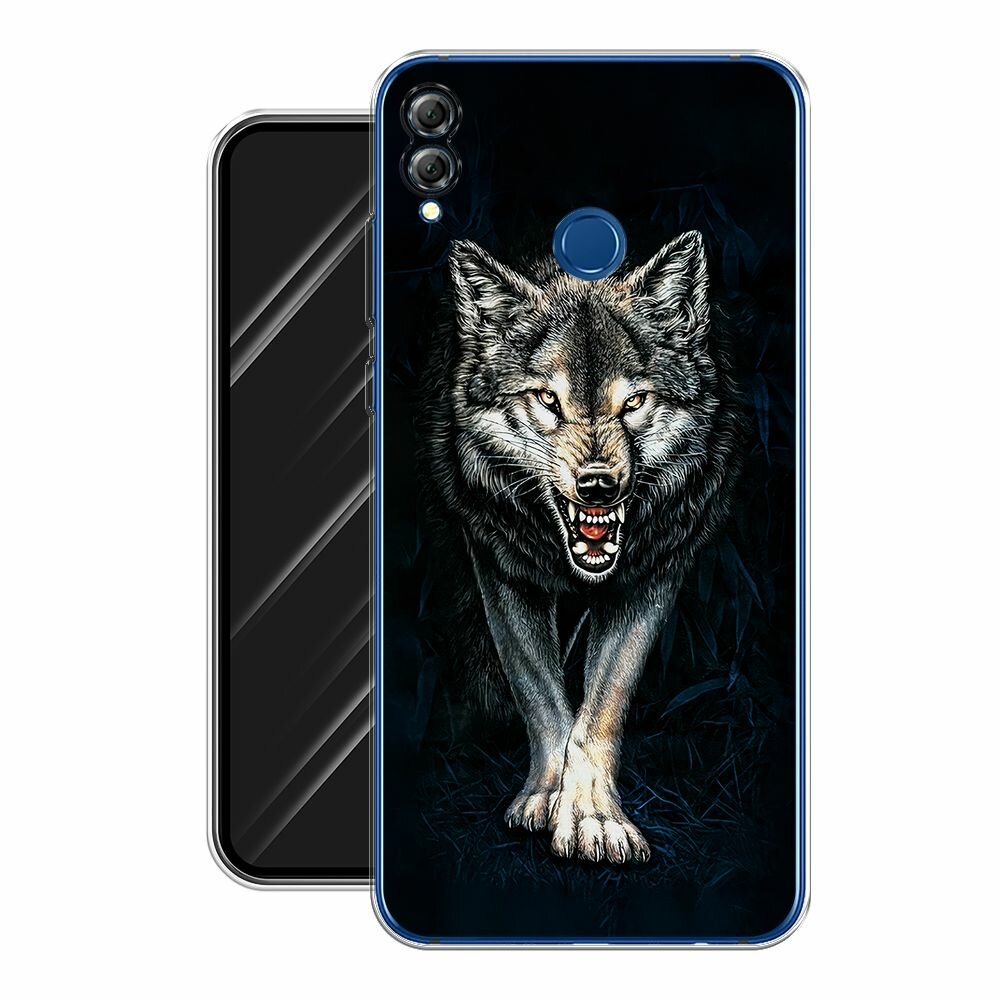 Чехол на Honor 8X / Хонор 8Х с принтом "Злобный волк из ночи" — фото 1