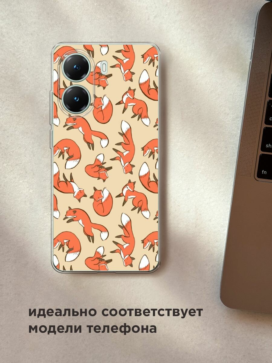 Силиконовый чехол на Poco X7 Pro / Поко X7 Про с принтом "Лисички фон" — фото 1