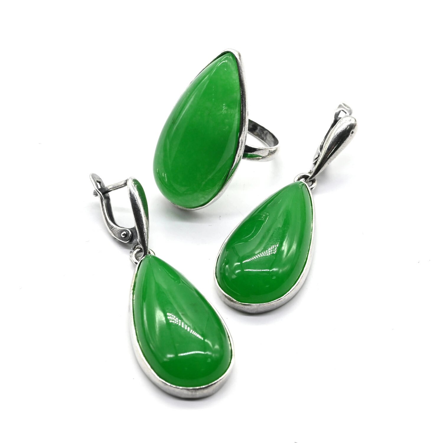 Серьги, хризопраз