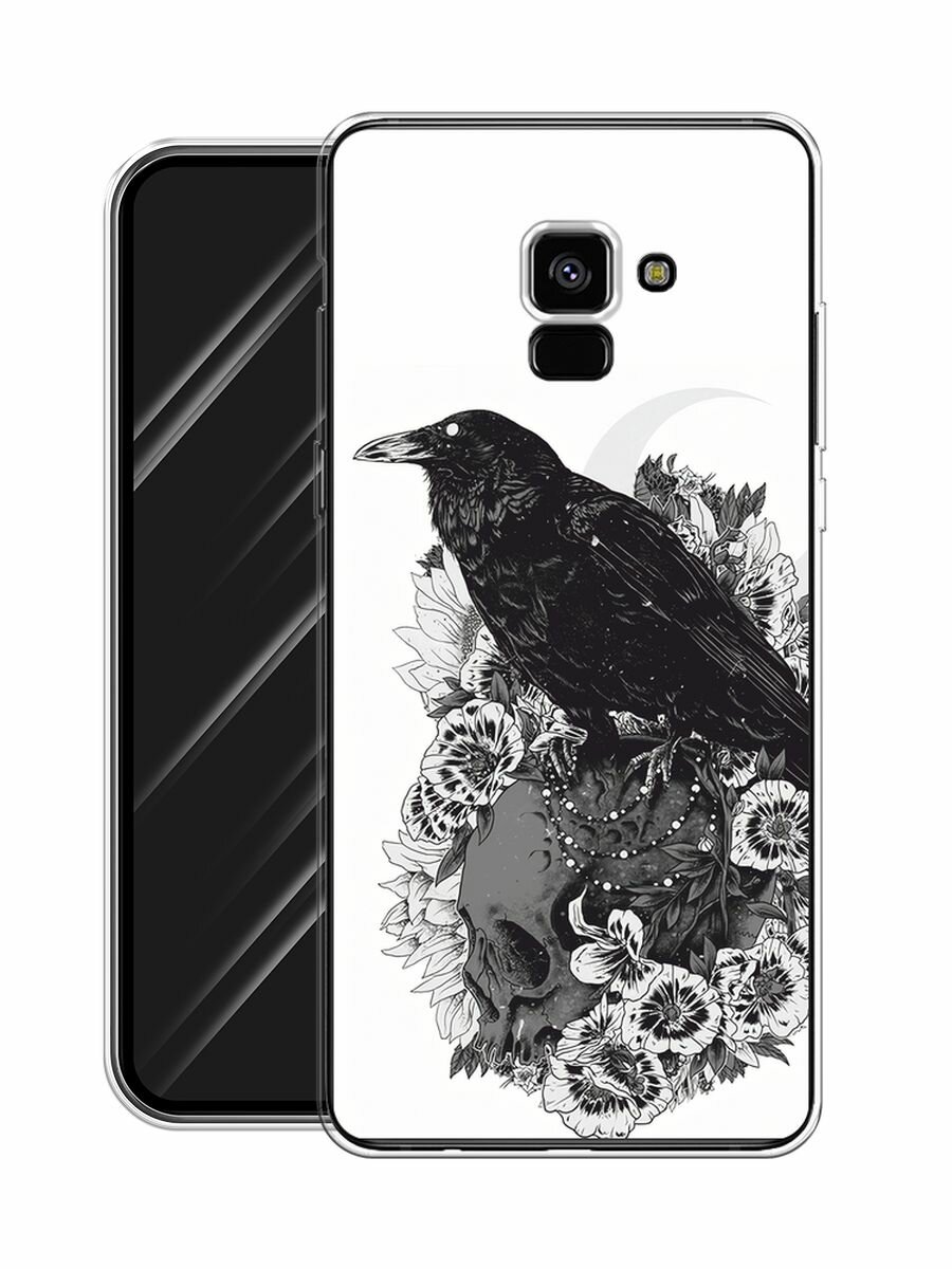 Чехол на Samsung Galaxy A8 + / Самсунг Галакси А8 Плюс 2018 с принтом "Череп и ворона 1" — фото 1
