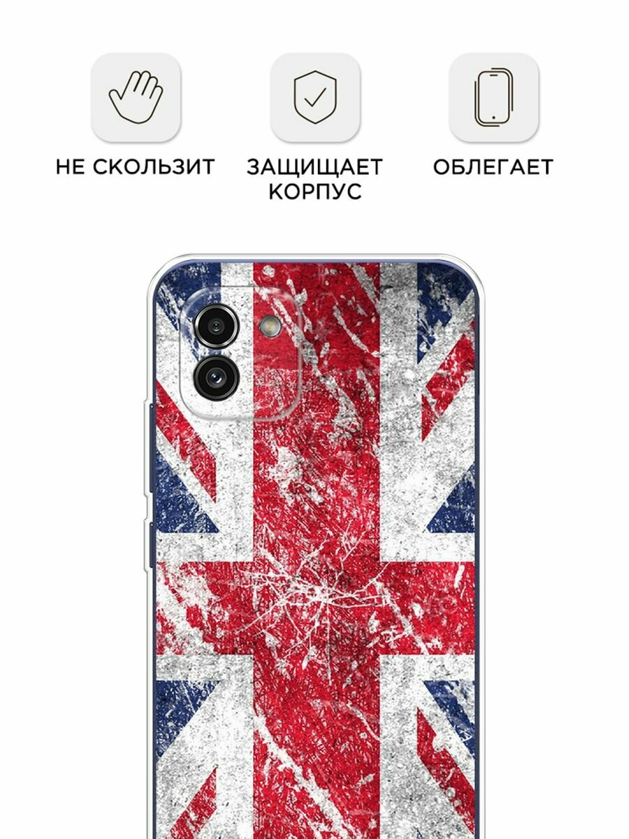 Чехол на Samsung Galaxy A03 / Самсунг Галакси А03 с принтом "Флаг британский" — фото 1