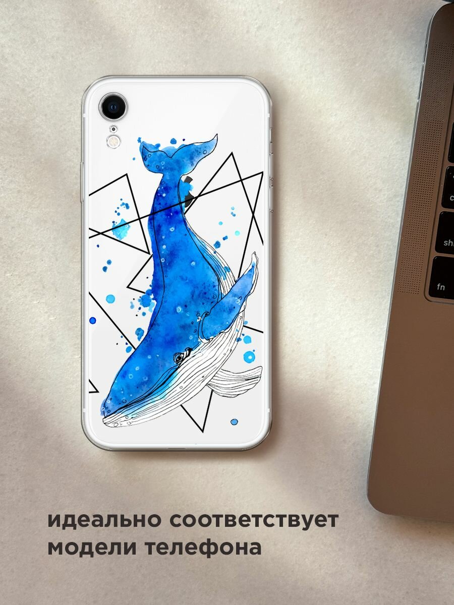 Чехол на Apple iPhone XR / Айфон XR с принтом "Кит графика", прозрачный — фото 1