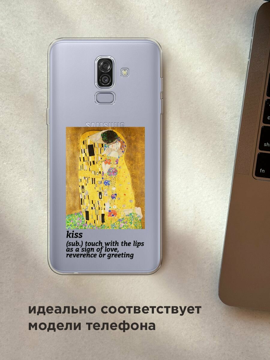 Чехол на Samsung Galaxy J8 / Самсунг Галакси Джей 8 с принтом "The kiss", прозрачный — фото 1