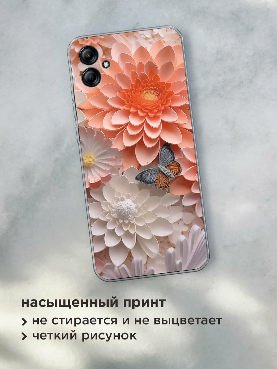 Чехол на Samsung Galaxy A04e / Самсунг A04e с принтом "Бумажные цветы" — фото 1