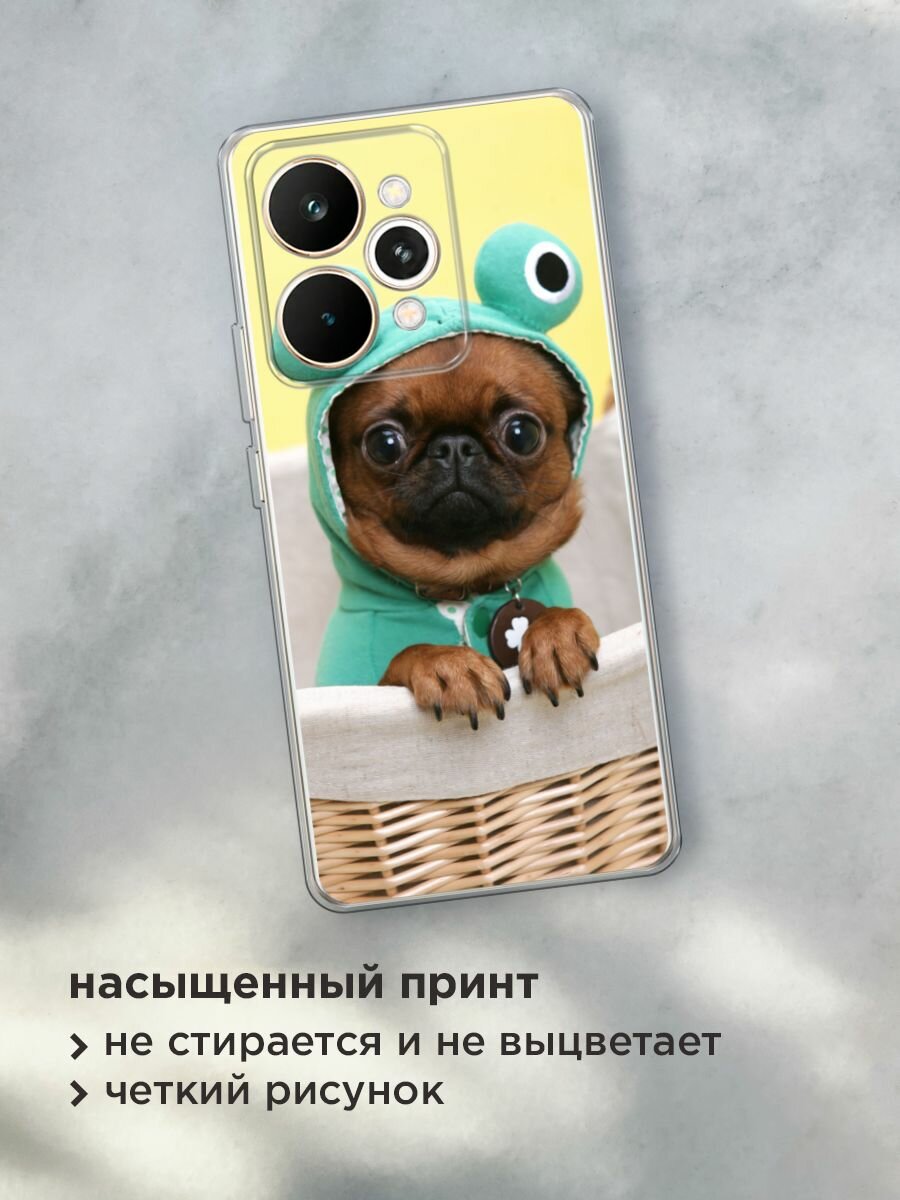 Чехол на Realme 15 Pro / Реалми 15 Про с принтом "Собачка в шапке лягушки" — фото 1