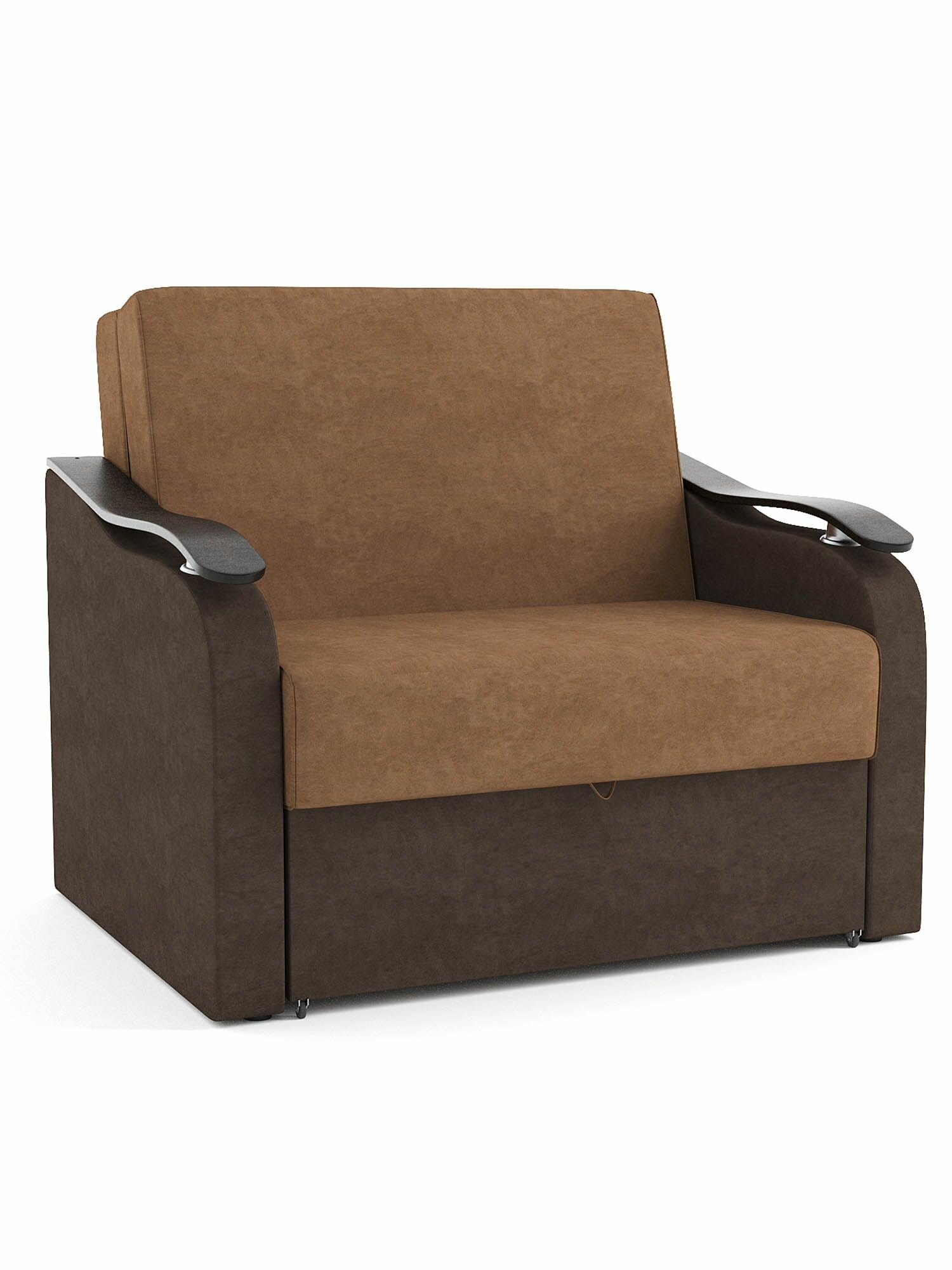 Диван раскладной Волна МДФ, аккордеон, спальное 100*195 см, флок коричневый