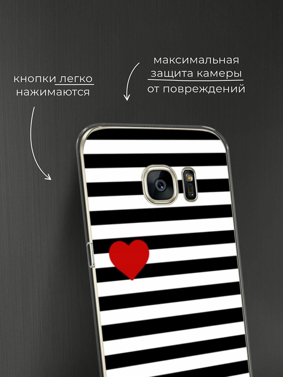 Чехол на Samsung Galaxy S7 / Самсунг Галакси С 7 с принтом "Красное сердце" — фото 1