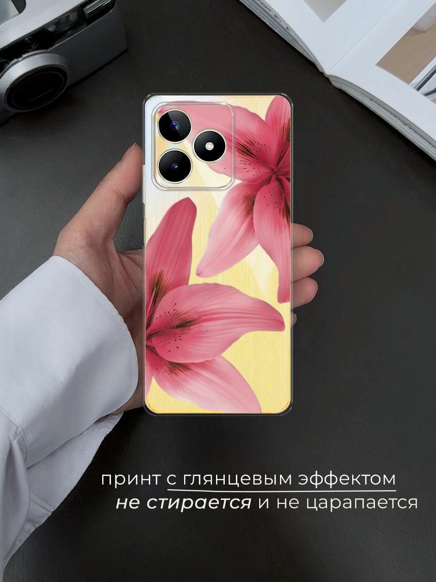 Чехол на Realme C53/C51 / Реалми С53/С51 с принтом "Pink flower" — фото 1