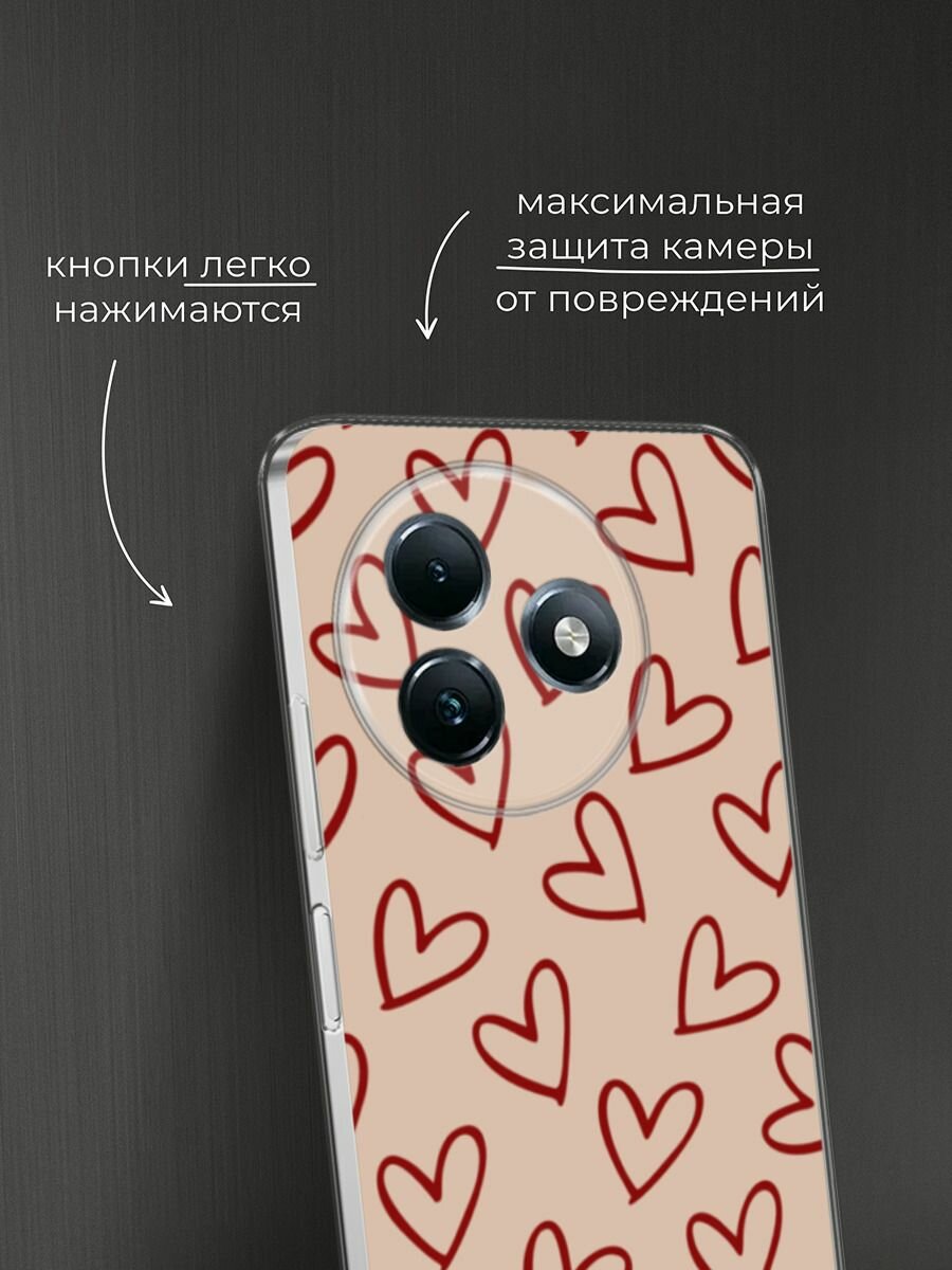 Чехол на Itel S24 / Ител S24 с принтом "Little hearts doodles 1 - 14 февраля" — фото 1