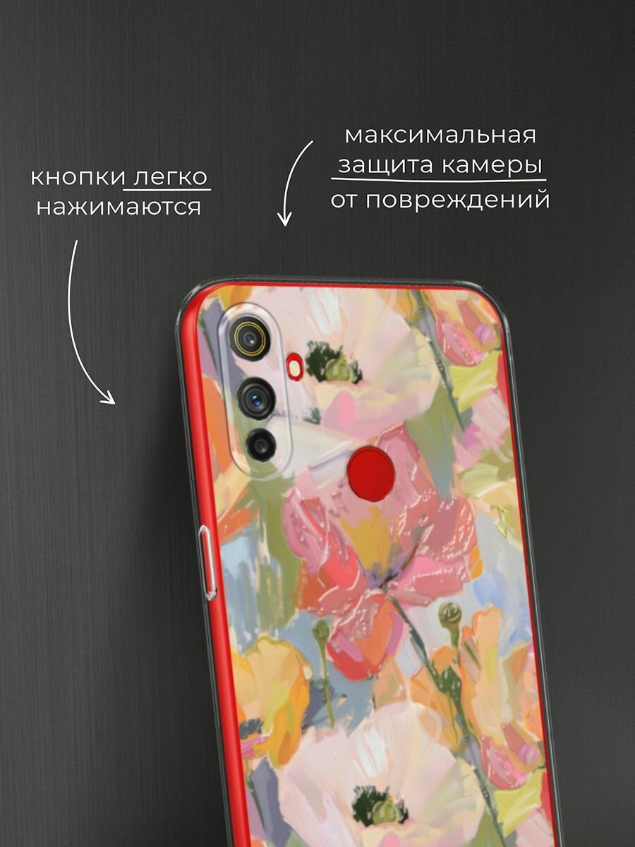 Чехол на Realme C3 / Реалми C3 с принтом "Акварельные анемоны" — фото 1