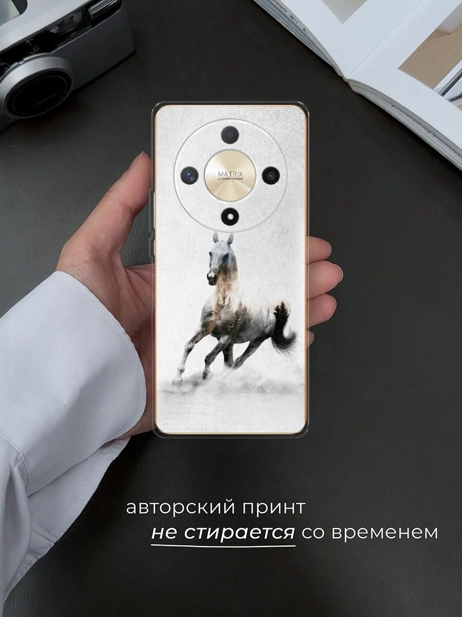Силиконовый чехол на Honor X9b / Хонор X9B с принтом "Лошадь лес" — фото 1