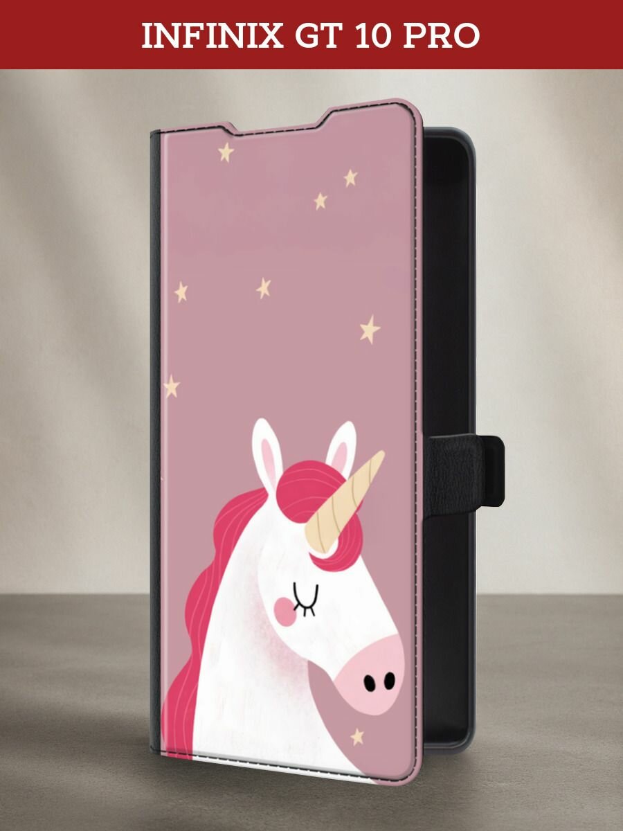 Чехол-книжка на Infinix GT 10 Pro / Инфиникс GT 10 Про с рисунком "Сказочный единорог"