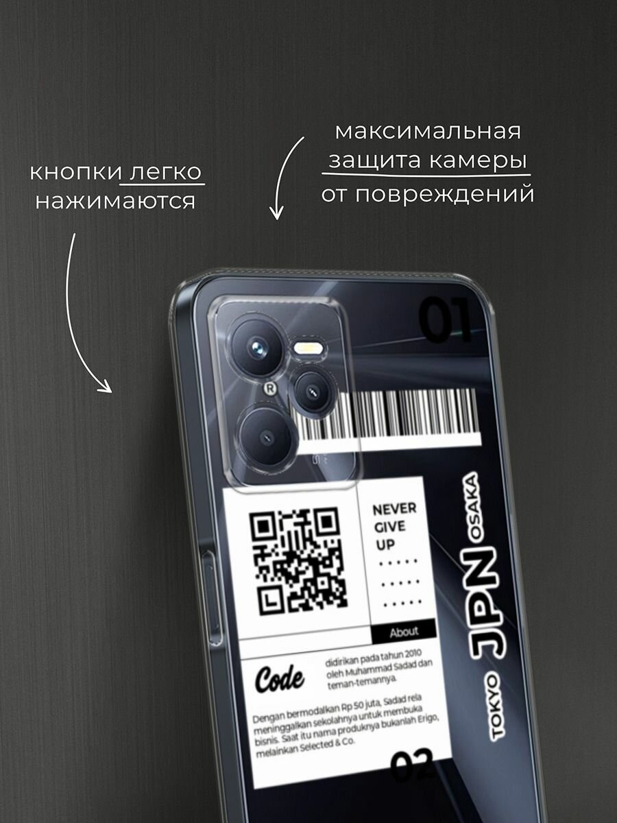 Чехол на Realme C35 / Реалми C35 с принтом "JPN", прозрачный — фото 1