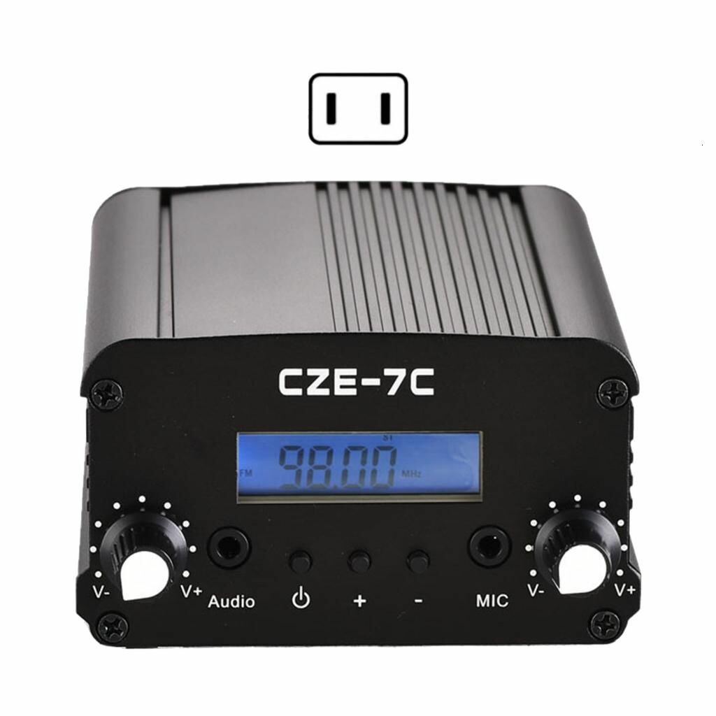 Cze-7C Professional 7W FM-радиовещательный радиопередатчик с 7WATT Trobcecd Long Distanced 1 км, Штепсельная Вилка США