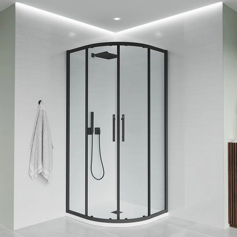 Душевой уголок Veconi Evo 200 B 90х90 см, профиль матовый черный, стекло прозрачное E2-B-9090-01-C9